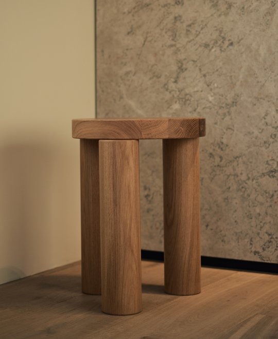 Offset Stool / Sidetable, Natural Oak | Resident